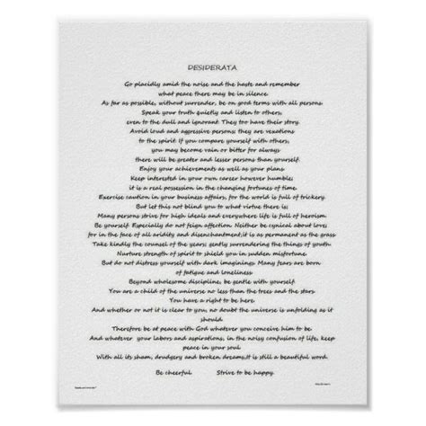 Desiderata Max Ehrmann Poster Zazzle Desiderata Max Ehrmann