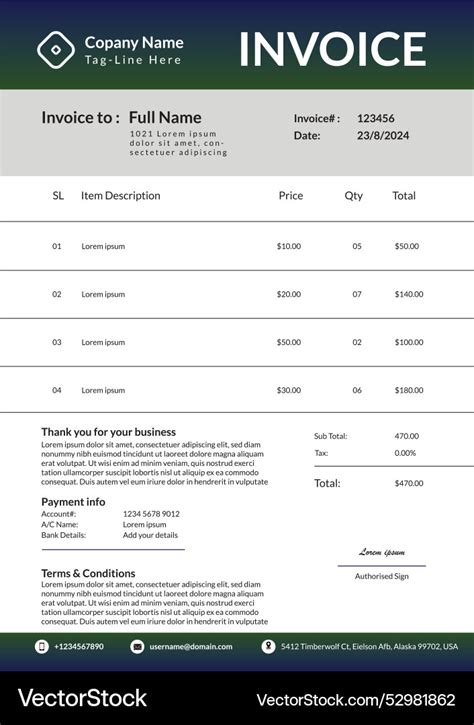 invoice generator template invo royalty free vector image