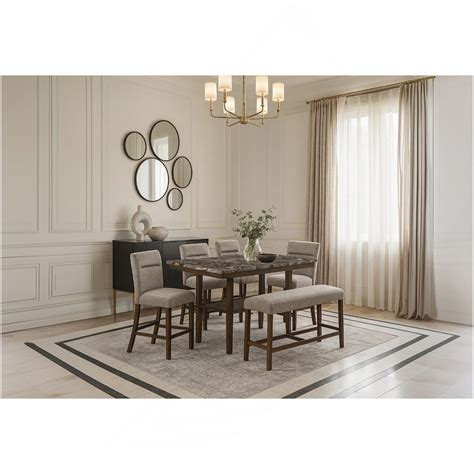 Ebern Designs Marcello Brown Bar Table Stool And Bench Set Wayfair Canada