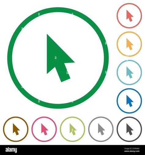 Mouse Cursor Flat Color Icons In Round Outlines On White Background Stock Vector Image Art Alamy