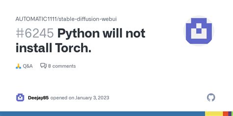 Python Will Not Install Torch AUTOMATIC Stable Diffusion Webui Discussion GitHub