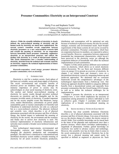Pdf Prosumer Communities Electricity As An Interpersonal Construct