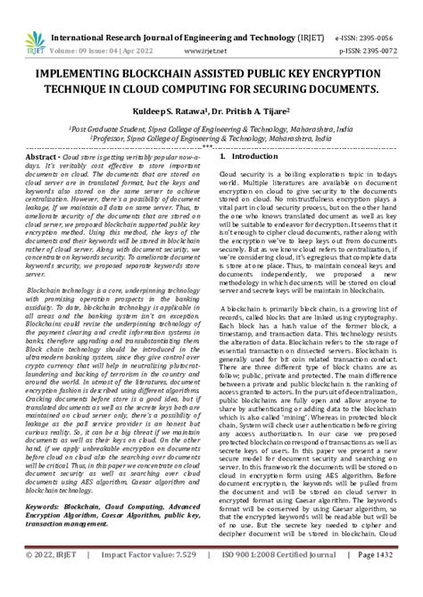 Pdf Technique In Cloud Computing For Securing Documents