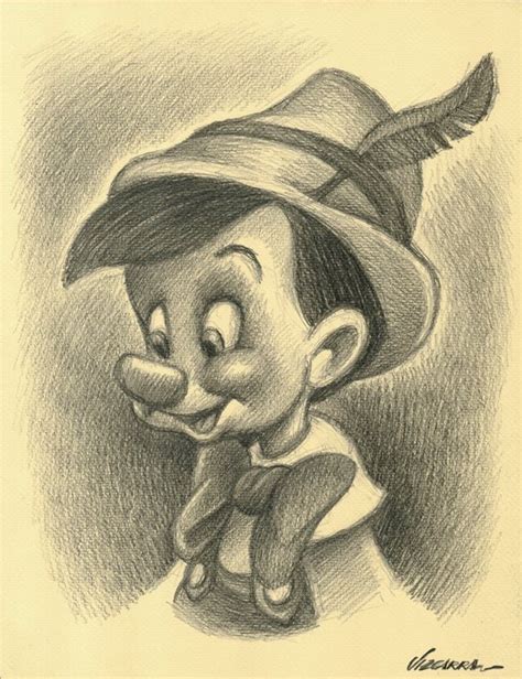 Joan Vizcarra Pinocchio Disney 1940 Original Drawing Pencil