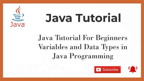 Java Tutorial For Beginners Variables And Data Types In Java Programming YouTube