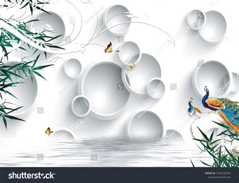 3d White Circle Peacock Stock Illustration 1045036834