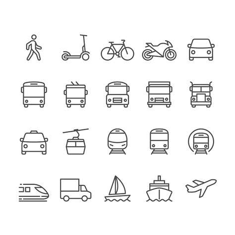 대중교통 픽토그램 벡터 Freepik에서 무료 고품질 벡터를 다운로드하세요 Freepik