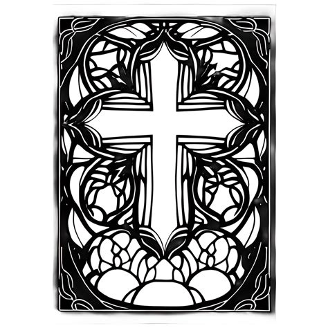 Beautiful Stained Glass Cross Coloring Page · Creative Fabrica