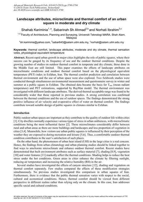 Pdf Landscape Attributes Microclimate And Thermal Comfort Of An Urban Square In Moderate And