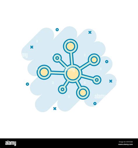 Hub Network Connection Sign Icon In Comic Style Dna Molecule Vector Cartoon Illustration On