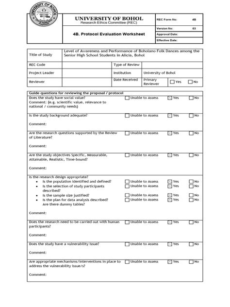Form 4b Protocol Evaluation Worksheet 2023 061744 Pdf Risk