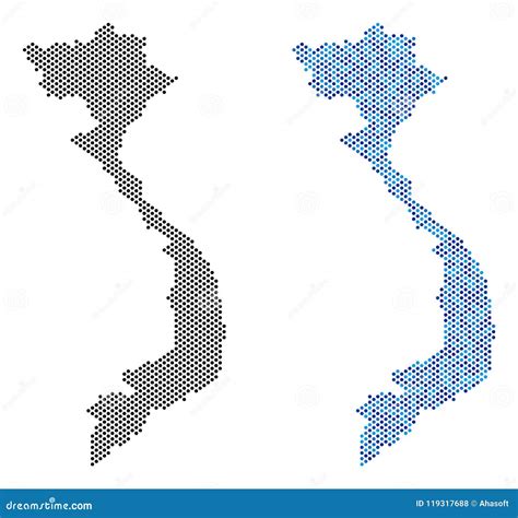 Pixel Map Of Vietnam Vector Dotted Map Of Vietnam Isolated On White