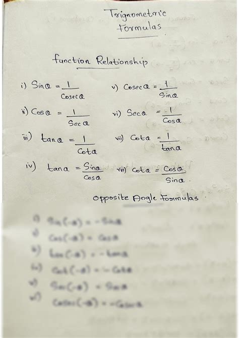 Solution Trigonometric Formulas Studypool
