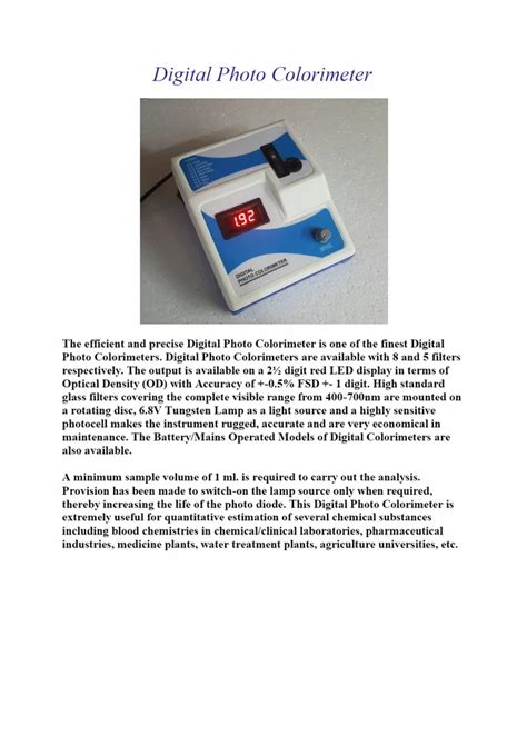 Benchtop Digital Colorimeter 8 Filters 400 700 Nm At ₹ 3200 In Panchkula