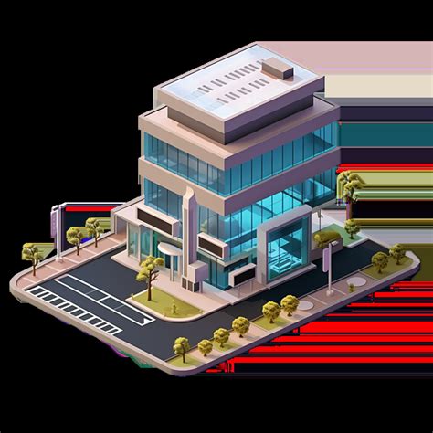 รูปสำนักงานอาคารพาณิชย์ที่ทันสมัย 2 5d Isometric Town Concept Single Png อพาร์ทเม้น แยกสี