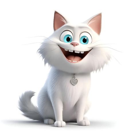 Premium Ai Image 3d Rendered Illustration Of A White Cat Cartoon