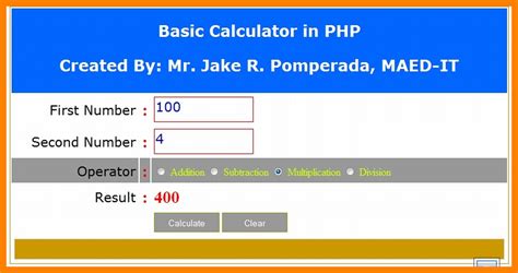 basic calculator version 1 0 sourcecodester