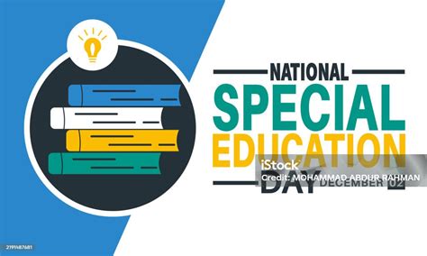 12월은 전국 특수교육의 날입니다 휴일 개념 플래 카드 배경 인사말 카드 텍스트 비문이있는 포스터 디자인 템플릿 표준 소셜 미디어 게시물에 적합합니다 12월에 대한 스톡