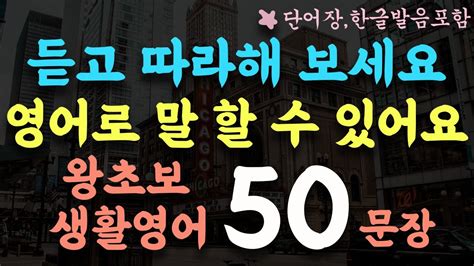 실생활에 많이 쓰는 왕초보 생활영어 50문장잠들기 전에 들어보세요 쉽게 습득합니다1시간 흘려듣기왕초보 기초영어회화영어반복