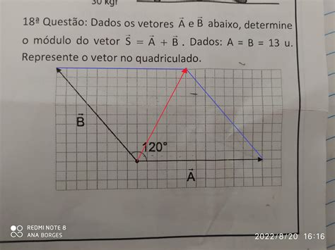 Dados Os Vetores A E B Abaixo Determine O Módulo Do Vetor S A B Dados