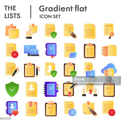 Daftar Set Ikon Datar Koleksi Simbol Dokumen Sketsa Vektor Ilustrasi