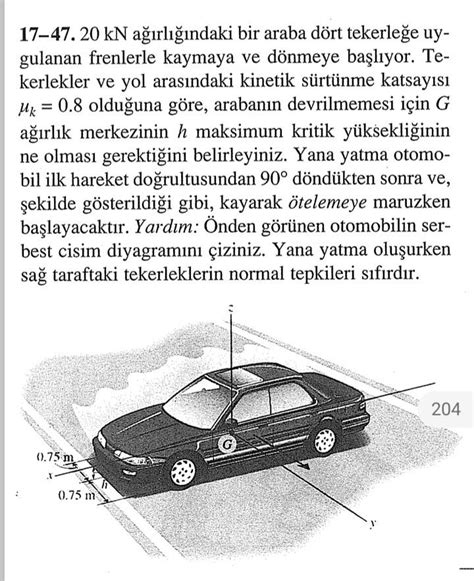 Solved kN ağırlığındaki bir araba dört tekerleğe Chegg