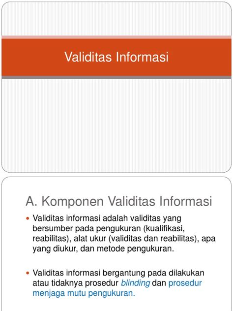 Komponen Dan Uraian Validitas Informasi Pdf Pengembangan Diri