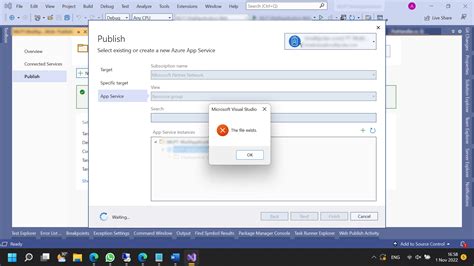 Visual Studio Create Publish Profile To Azure App Service Throw The File Exists Stack