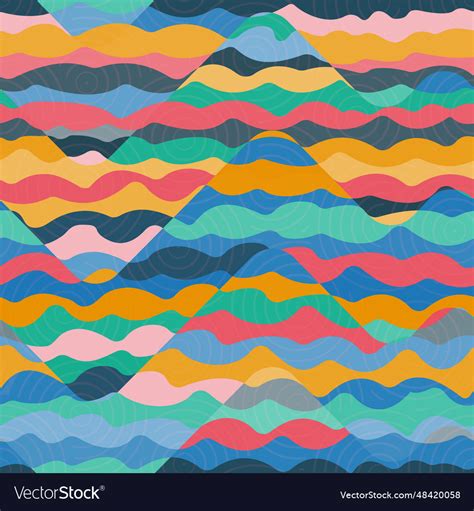 Colorful Abstract Waves Seamless Pattern Vector Image