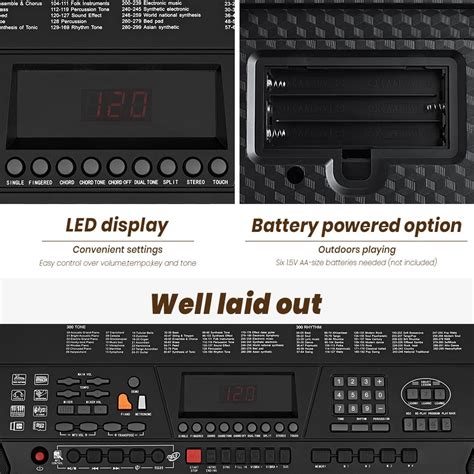 61 Keys Electronic Piano Keyboard Digital Electric Keyboards Led Display Touch Sensitive Music