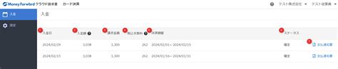 「カード決済」機能の「入金」画面の使い方 マネーフォワード クラウド請求書サポート