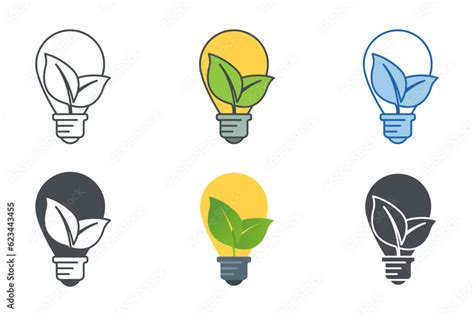 Sustainable Ecological Energy Light Bulb Nature Icon Symbol Template For Graphic And Web Design