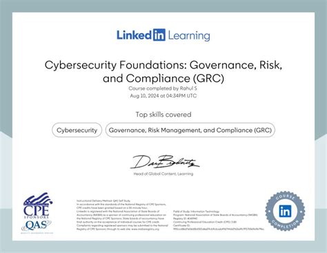 rahul s on linkedin cybersecurity governance riskmanagement