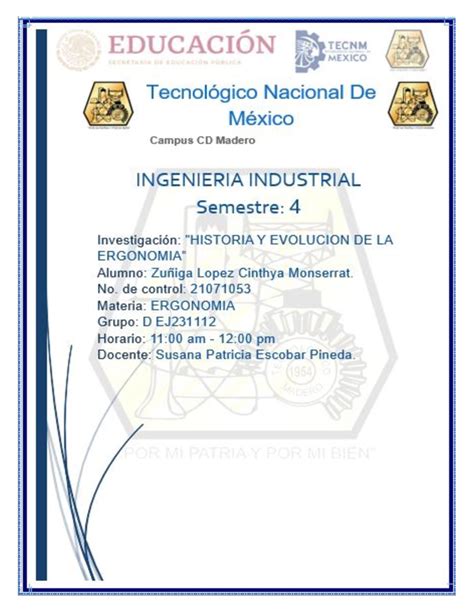 Historia De La Ergonomía Zuñiga Lopez Historia De La ErgonomÍa Historia De La Ergonomía Una