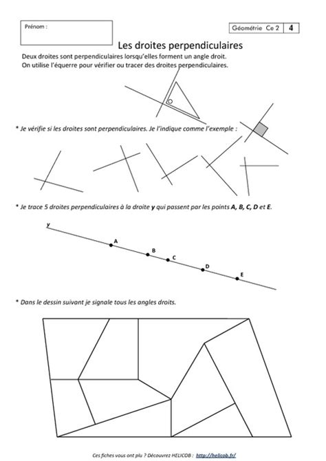 Droites Perpendiculaires Ce2 Exercices Avec Correction Pass Education