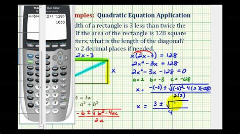 Ex Find The Length Of The Diagonal Of A Rectangle Given The Area YouTube