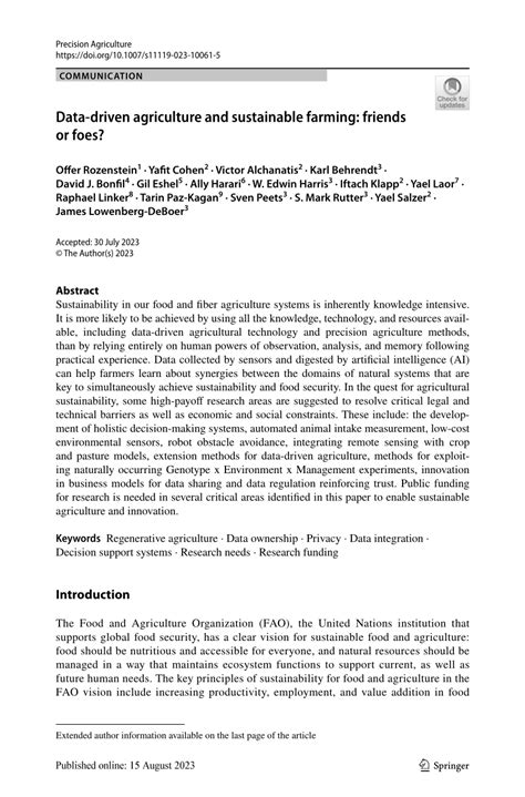 pdf data driven agriculture and sustainable farming friends or foes