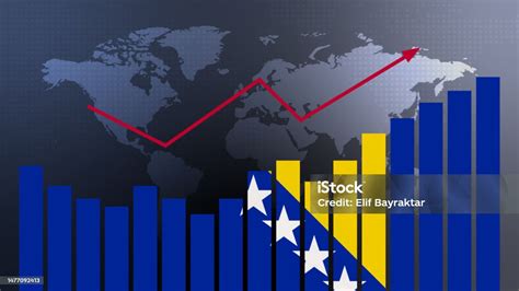 보스니아 헤르체고비나 막대 차트 그래프 기복 가치 증가 경제 회복 및 비즈니스 개선의 개념 기업 재개 정치 갈등 깃발이 있는 전쟁 개념 0명에 대한 스톡 벡터 아트 및 기타