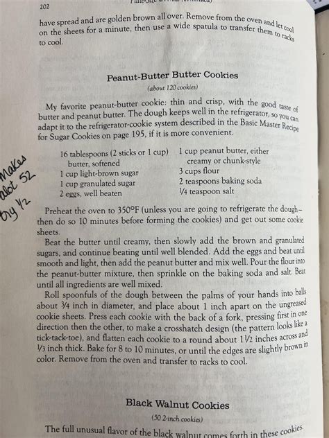 Peanut Butter Butter Cookies The Fannie Farmer Baking Book 1984 R