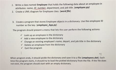 solved 1 write a class named employee that holds the