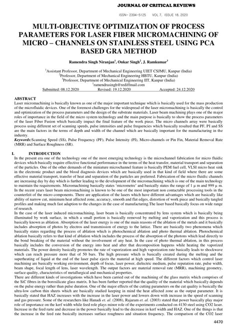 pdf multi objective optimization of process parameters for laser