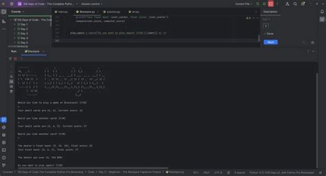 100daysofcode Pythonprogramming Pythonbootcamp Blackjackgame