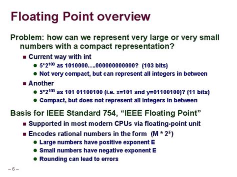 Floating Point Representation Operations And Arithmetic Floating Point