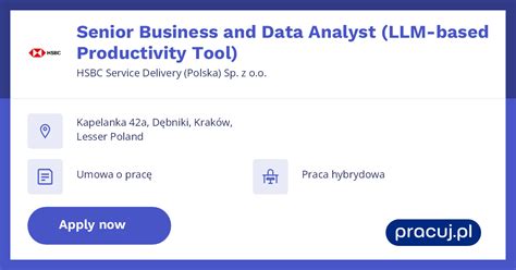 Oferta Pracy Senior Business And Data Analyst Llm Based Productivity