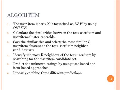 Collaborative Filtering Using Orthogonal Nonnegative Matrix Ppt