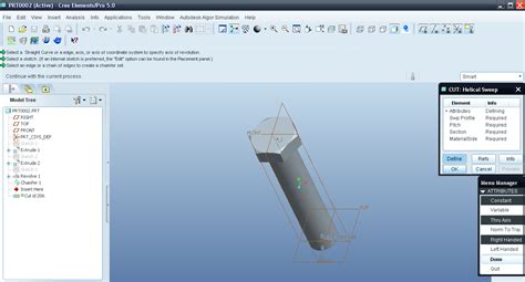 Tutorial Modeling Bolt With Terminating Thread In Creo Elements Aka