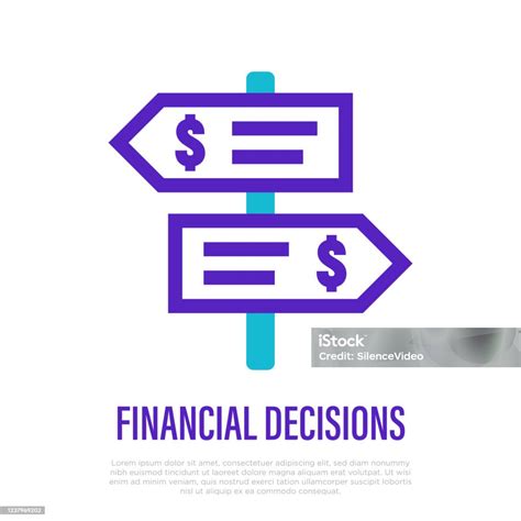 財務決策招牌指示方向不同選擇正確的解決方案細線圖示向量圖向量圖形及更多付錢圖片 付錢 俄羅斯 儲蓄 Istock