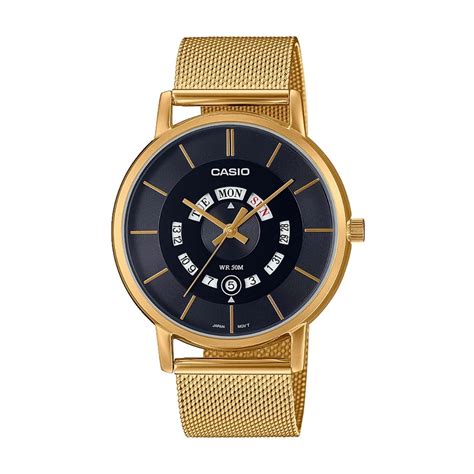 Ripley RELOJ CASIO HOMBRE ANÁLOGO MTP B MG A ORIGINAL DORADO NEGRO ACERO