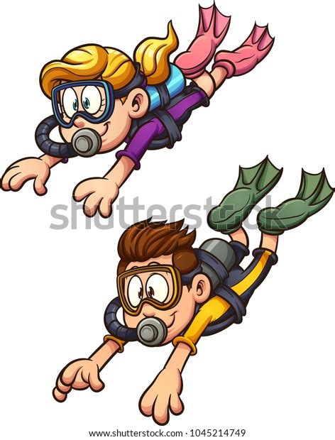 스쿠버 다이빙 애들간단한 그라디언트가 있는 벡터 스톡 벡터로열티 프리 1045214749 Shutterstock