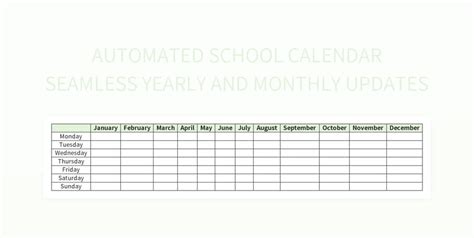 Automated School Calendar Seamless Yearly And Monthly Updates Excel